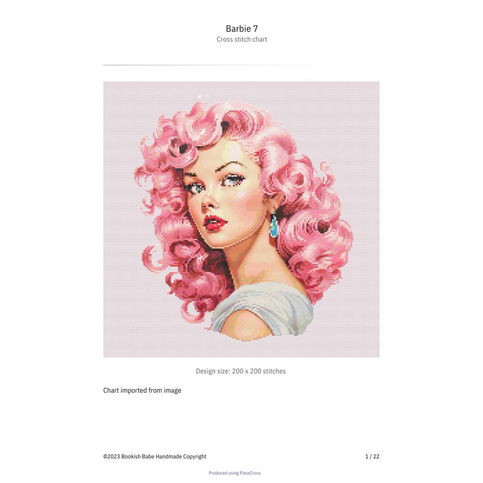 Vintage Barbie Cross Stitch Pattern, Barbie Doll Pattern, Pink Barbie ...