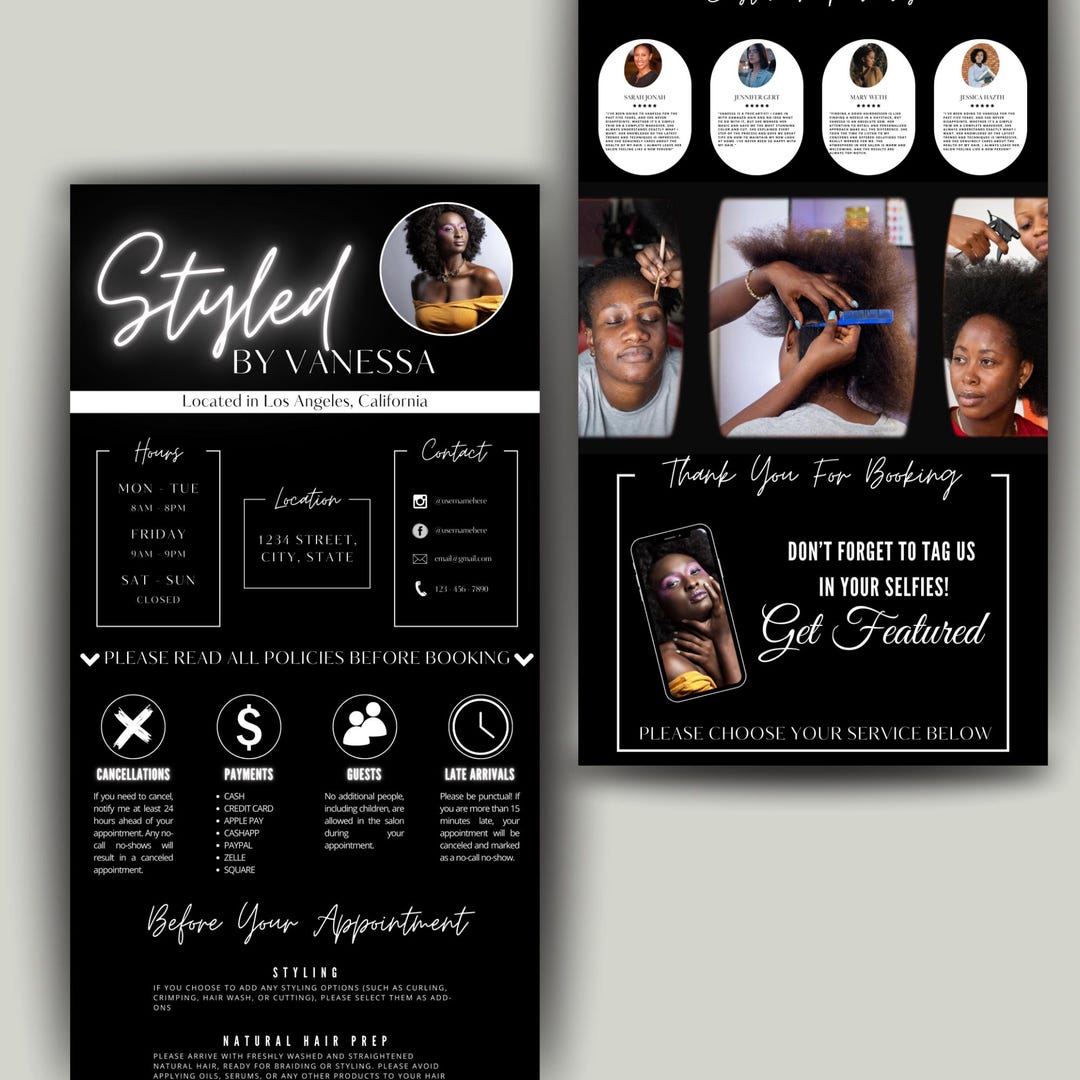 Acuity Scheduling Template | Hair Stylist Acuity Scheduling Template ...