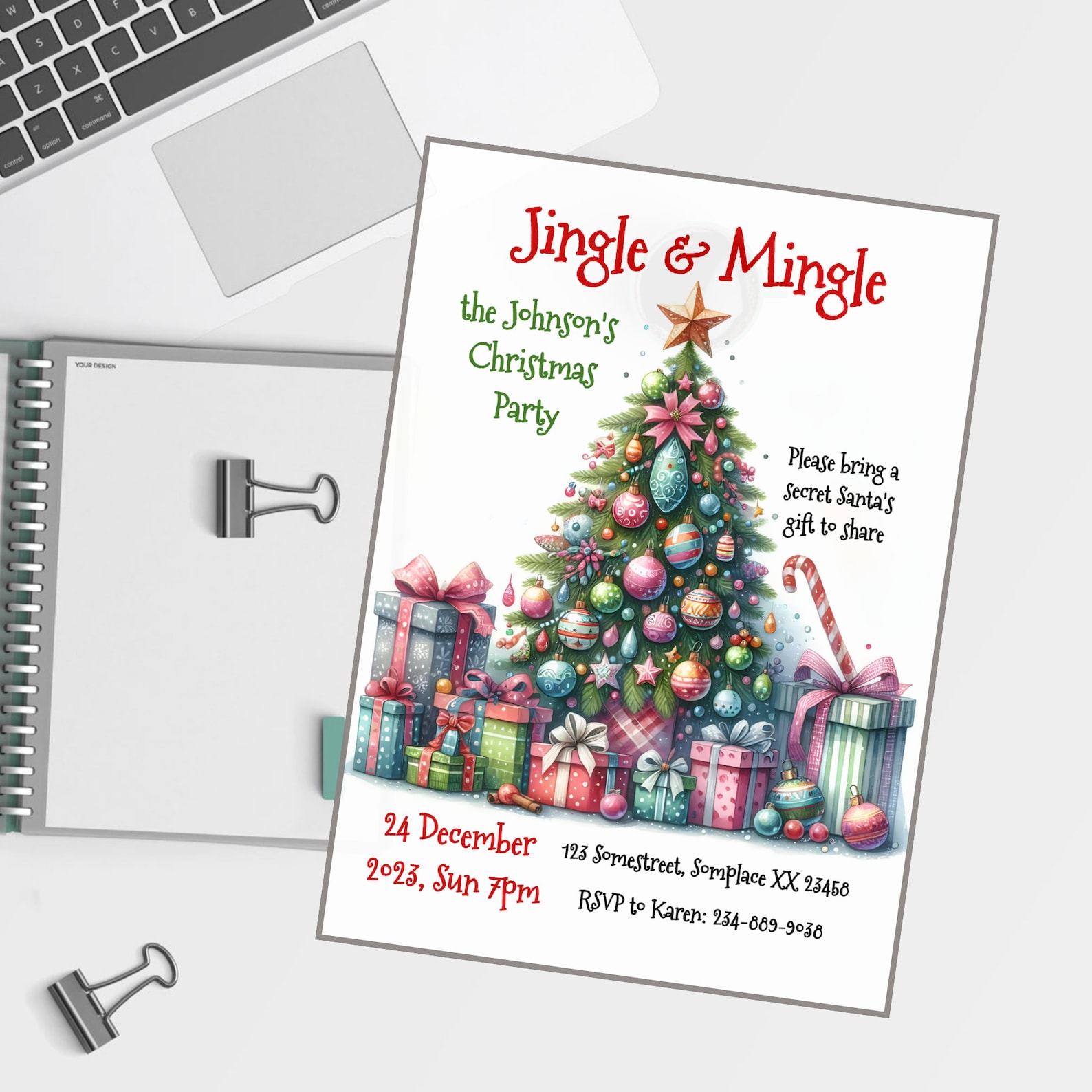 Editable Jingle and Mingle Christmas Party Invite, Holiday Christmas ...