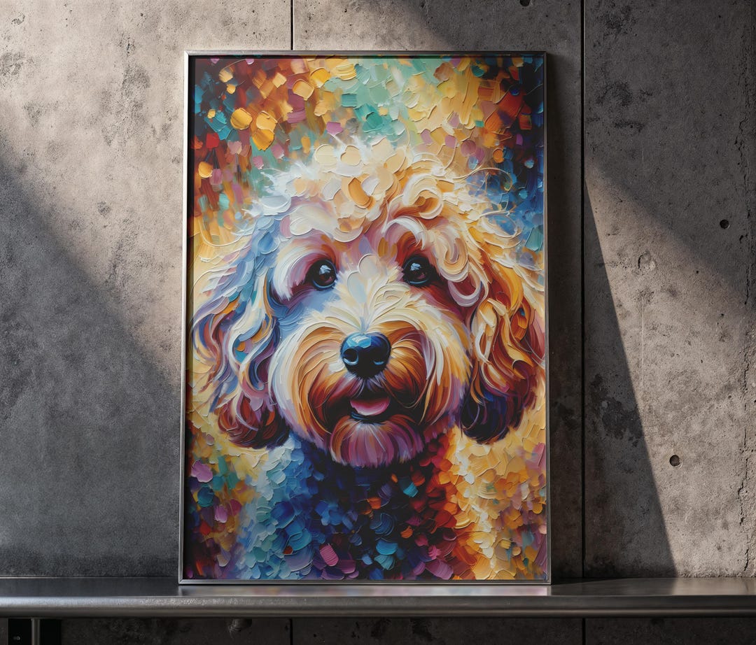 Adorable Cockapoo Dog Art Print | A4 Matte Wall Poster | Fluffy Puppy ...