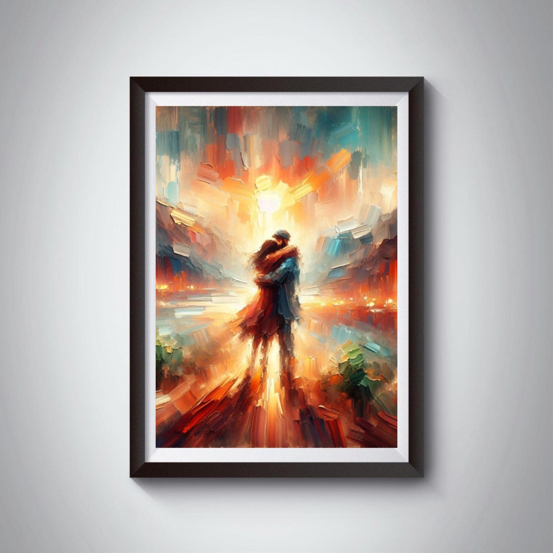 Romantic Couple Hug Wall Art, A4 Matte Paper Print, Abstract Art, High ...