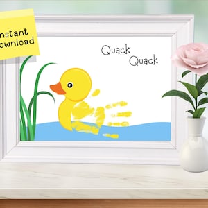 Quack Quack Duck Digital Handprint Craft // Finger Print Daycare Craft ...