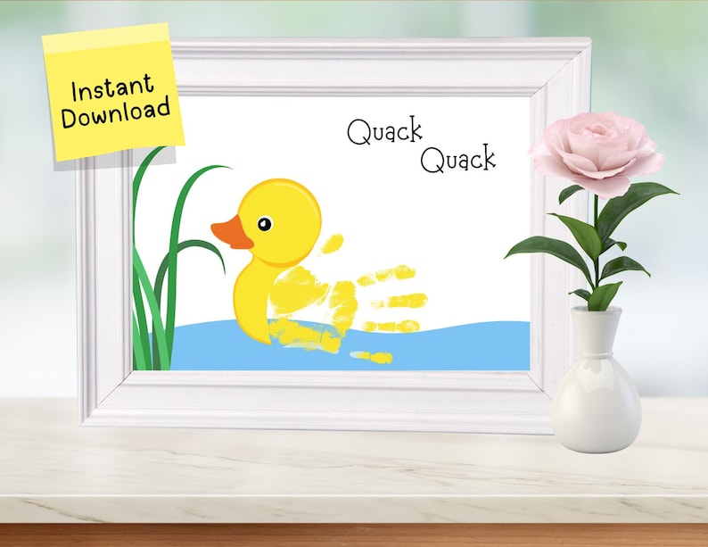 Quack Quack Duck Digital Handprint Craft // Finger Print Daycare Craft ...
