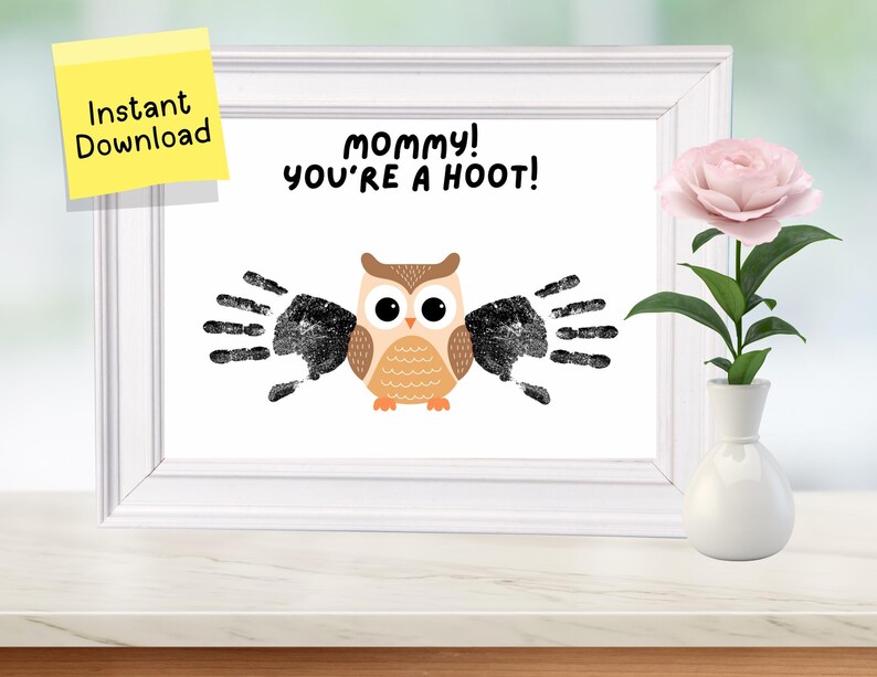 You're A Hoot! Digital Handprint Craft // Finger Print Daycare Craft ...