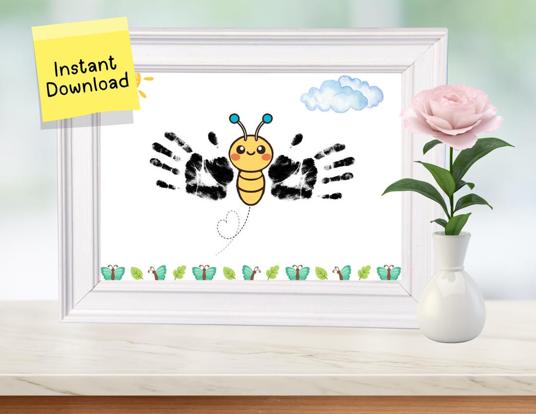 Blue Butterfly Digital Handprint Craft // Finger Print Daycare Craft ...