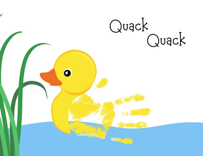 Quack Quack Duck Digital Handprint Craft // Finger Print Daycare Craft ...