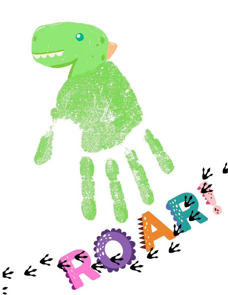 Dinosaur ROAR Digital Handprint Craft // Finger Print Daycare Craft for ...