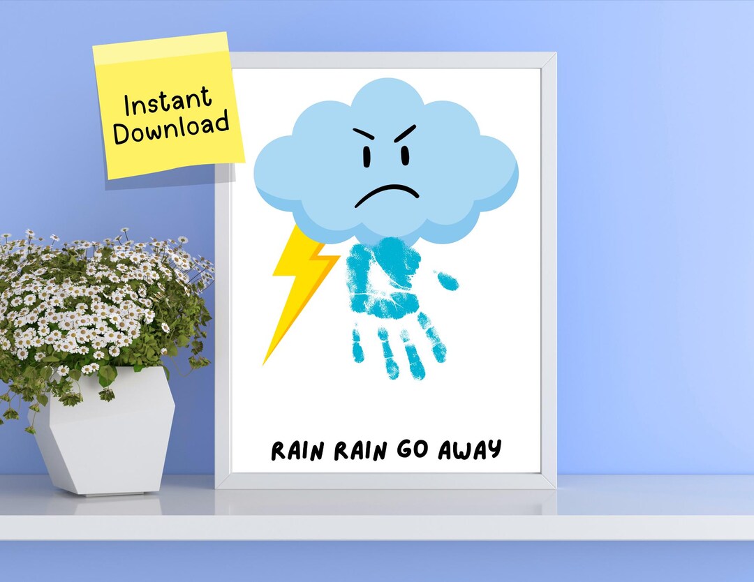 Rain, Rain, Go Away Kid's Digital Handprint Craft // Finger Print ...