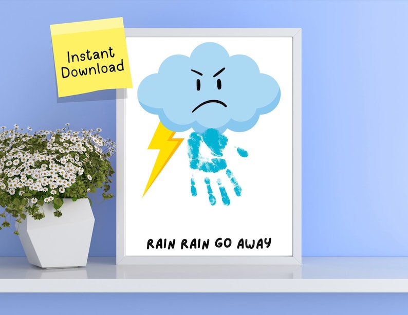 Rain, Rain, Go Away Kid's Digital Handprint Craft // Finger Print ...