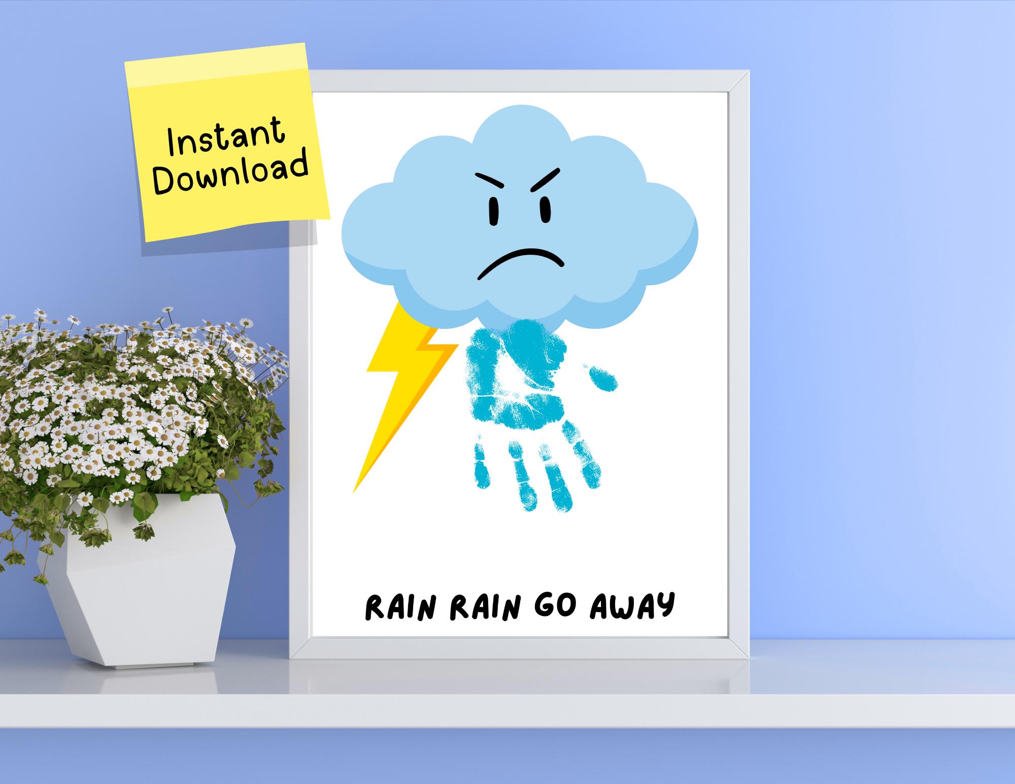 Rain, Rain, Go Away Kid's Digital Handprint Craft // Finger Print ...