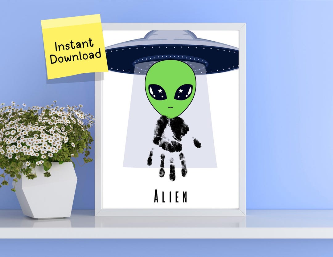 Kid's Craft Alien UFO Digital Handprint Craft // Finger Print Daycare ...