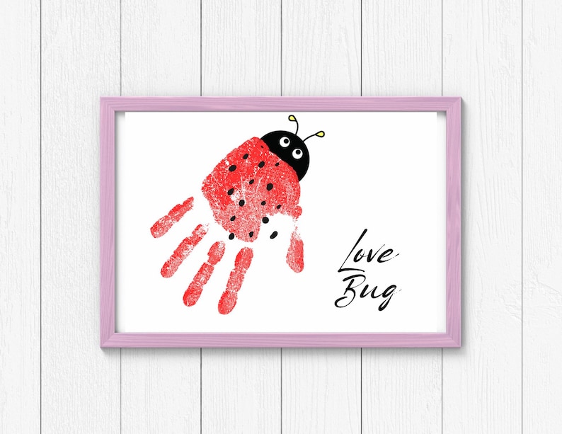 Lady Bug Love Bug Handprint Craft // Finger Print Daycare Craft for ...