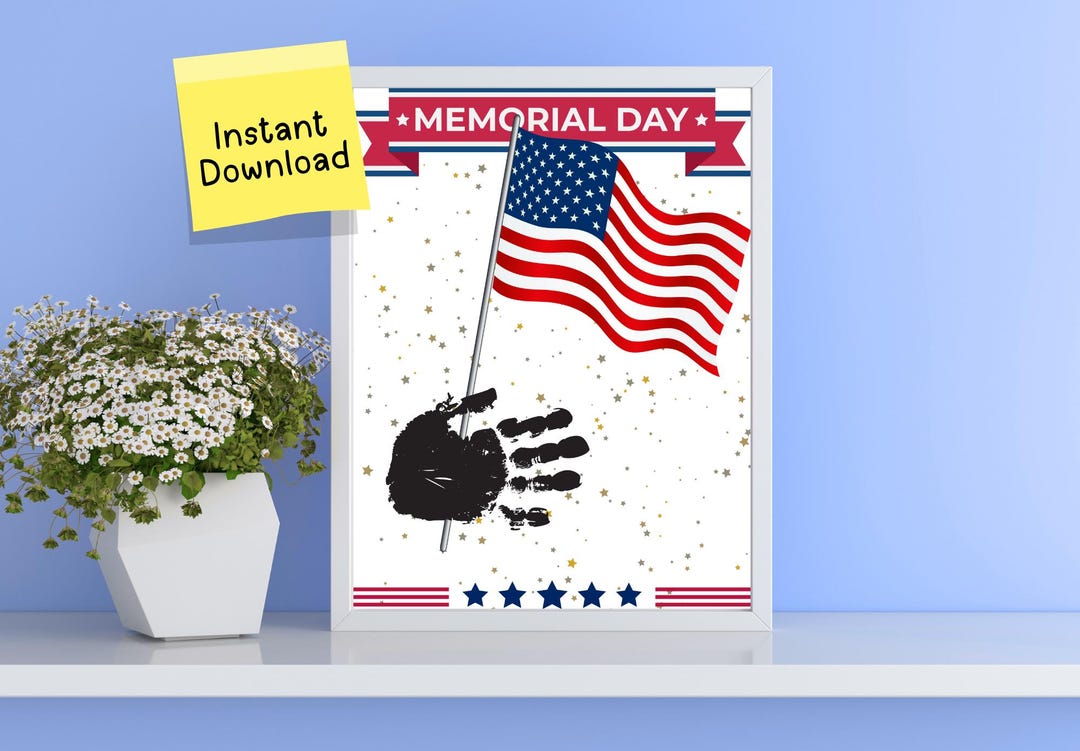 Memorial Day Memory Digital Handprint Craft // Finger Print Daycare ...
