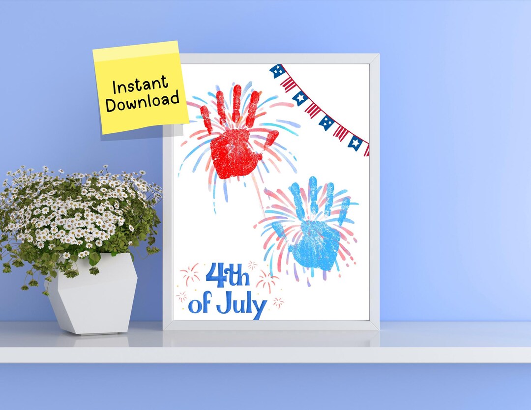 Firework Happy 4th of July Printable Handprint Memory Craft // Digital ...