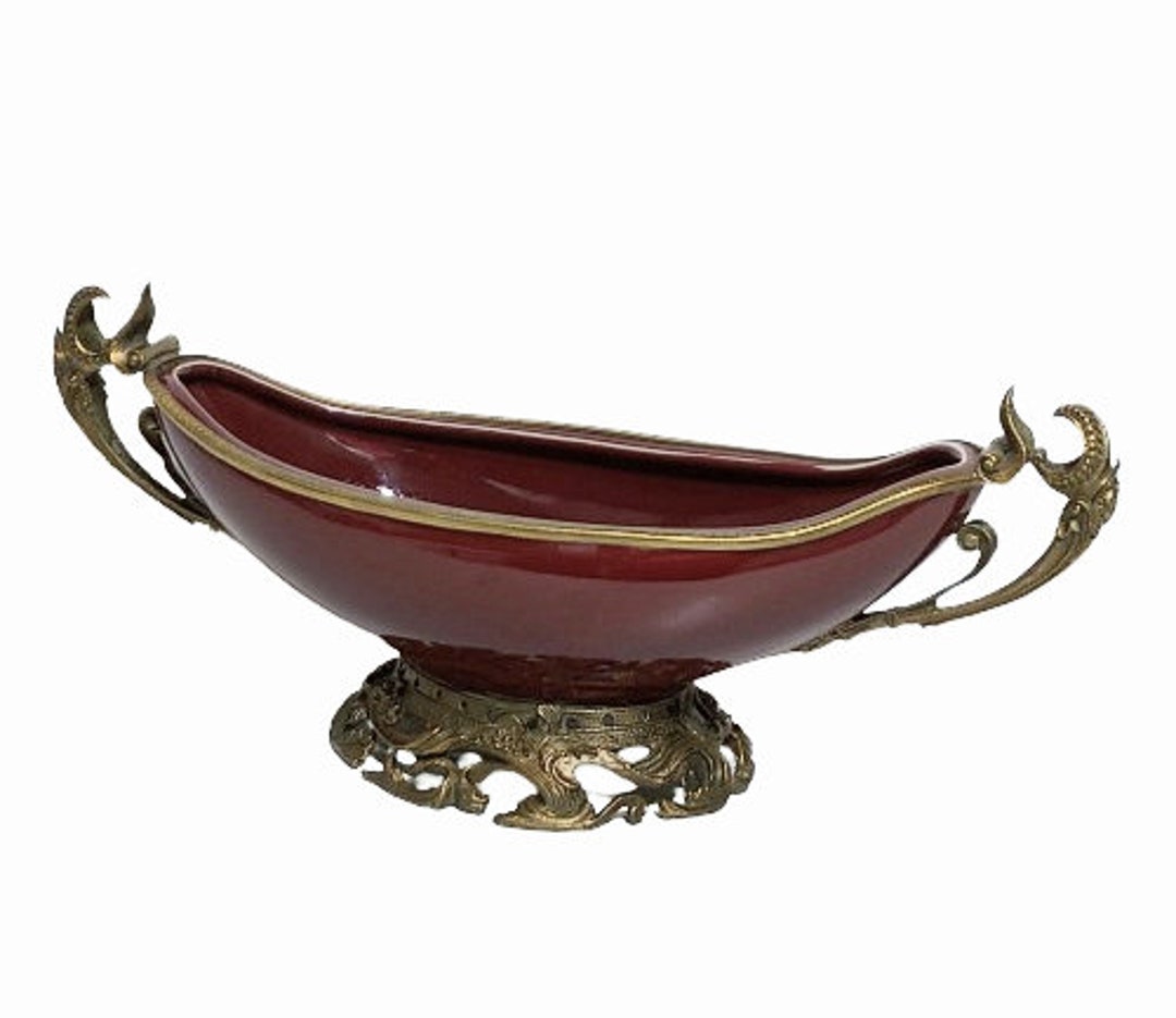 Vintage Dominic Brass an Red Porcelain Decorative Vase. French Gilt. - Etsy