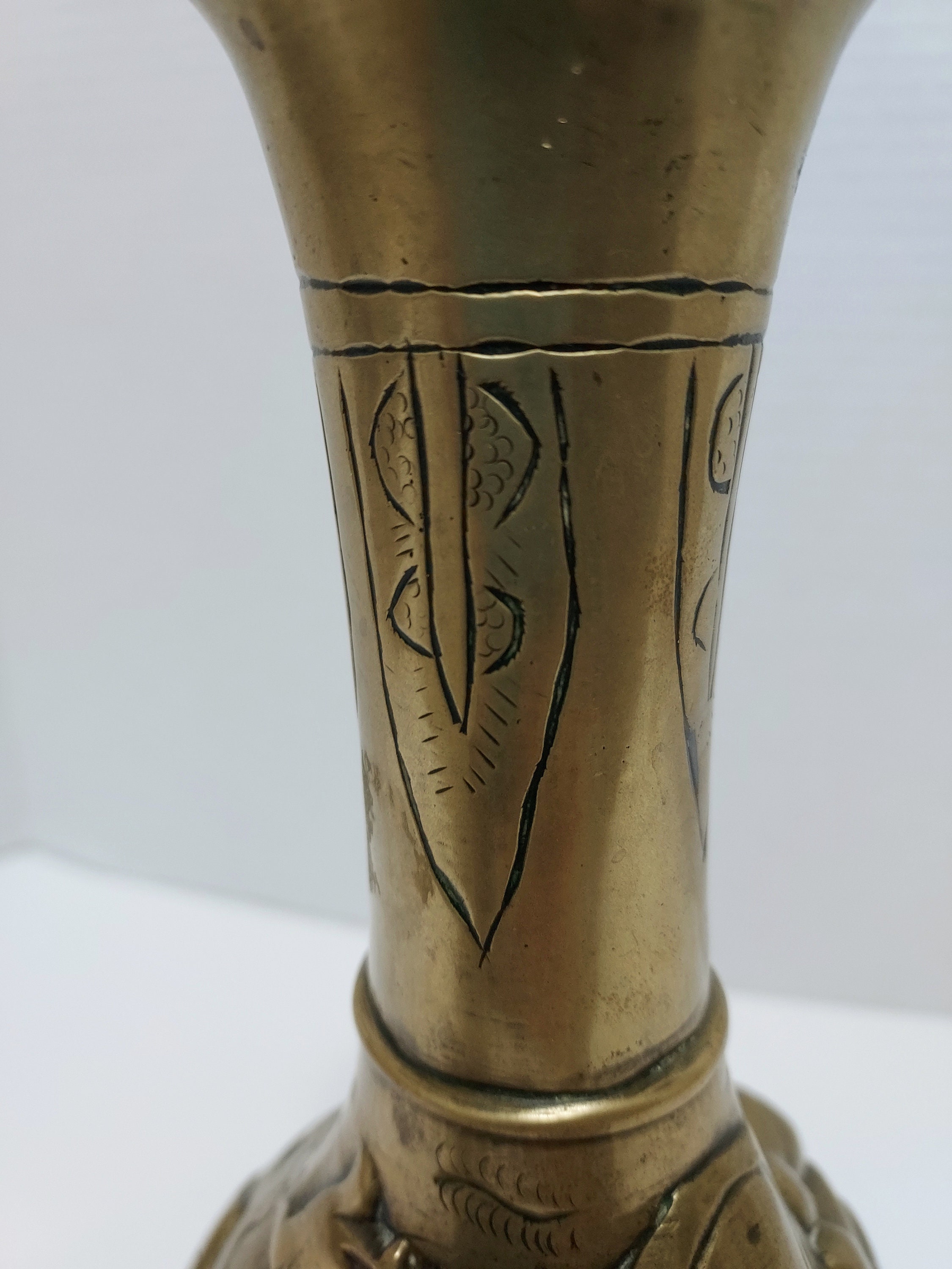 Antique Chinese Brass Vase With Dragon Relief Handmade. - Etsy