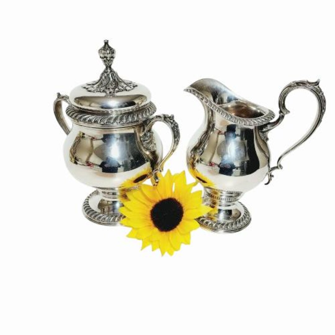 Very Large Antique E.G. Webster and Sons Sugar Bowl and Creamer- Early ...