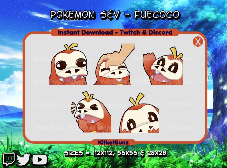 5 Pokemon Scarlet/violet Fuecoco Twitch & Discord Emotes - Etsy