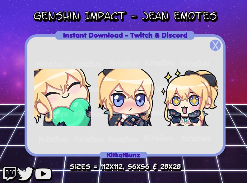 3 Genshin Impact Jean Twitch & Discord Emotes - Etsy