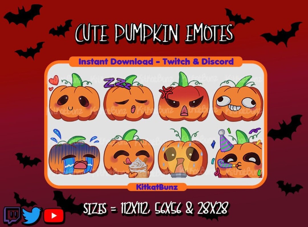 8 Cute Halloween Pumpkin Twitch & Discord Emotes - Etsy