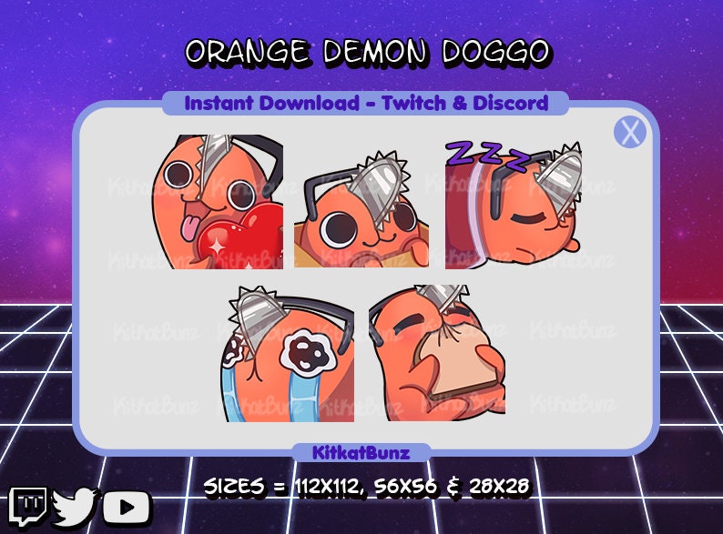 5 Orange Demon Dog Twitch & Discord Emotes - Etsy