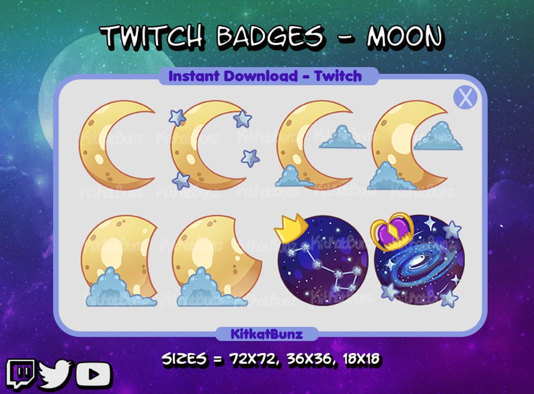 8 Galaxy Moon Sub Badges - Twitch - Etsy