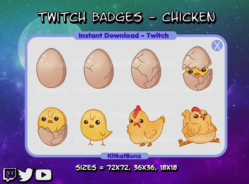 8 Cute Yellow Chicken Hatching From Egg Sub Badges - Twitch - Etsy