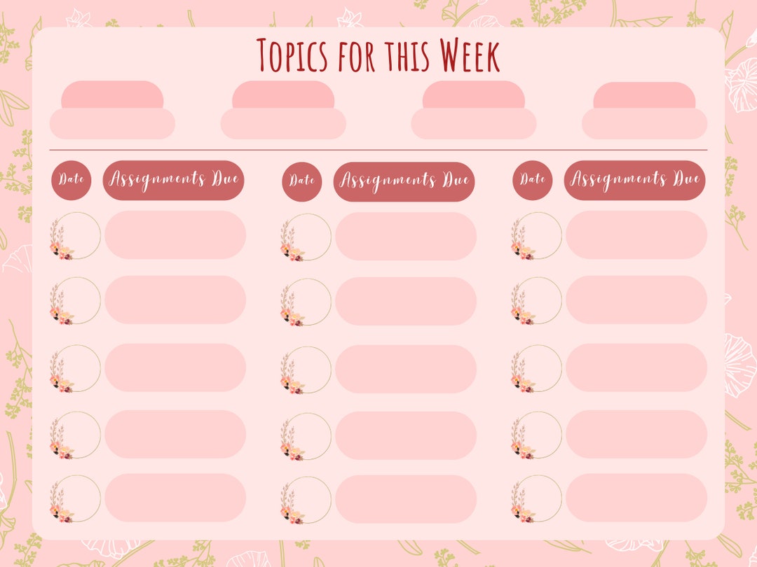 Assignment/weekly Topic Tracker! College Students, Graduate Students ...