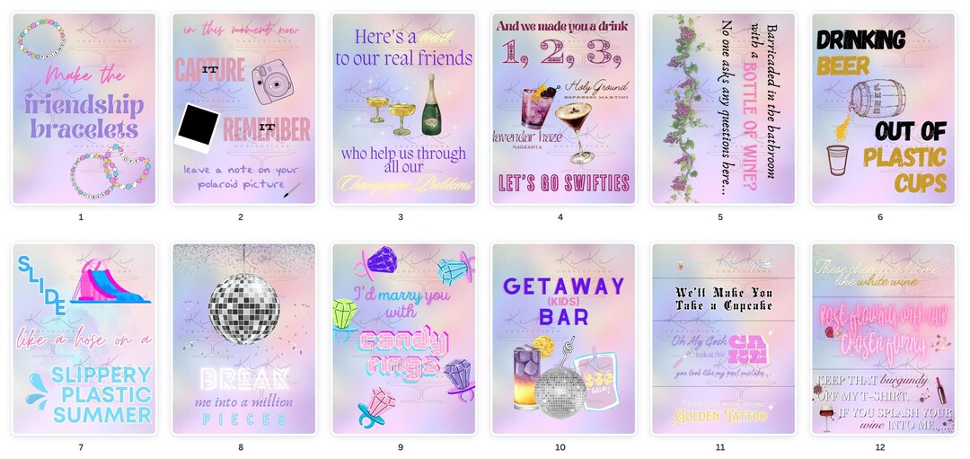 Taylor Swift Eras Tour Party Signs (10 Posters, 7 Small Signs) - Etsy