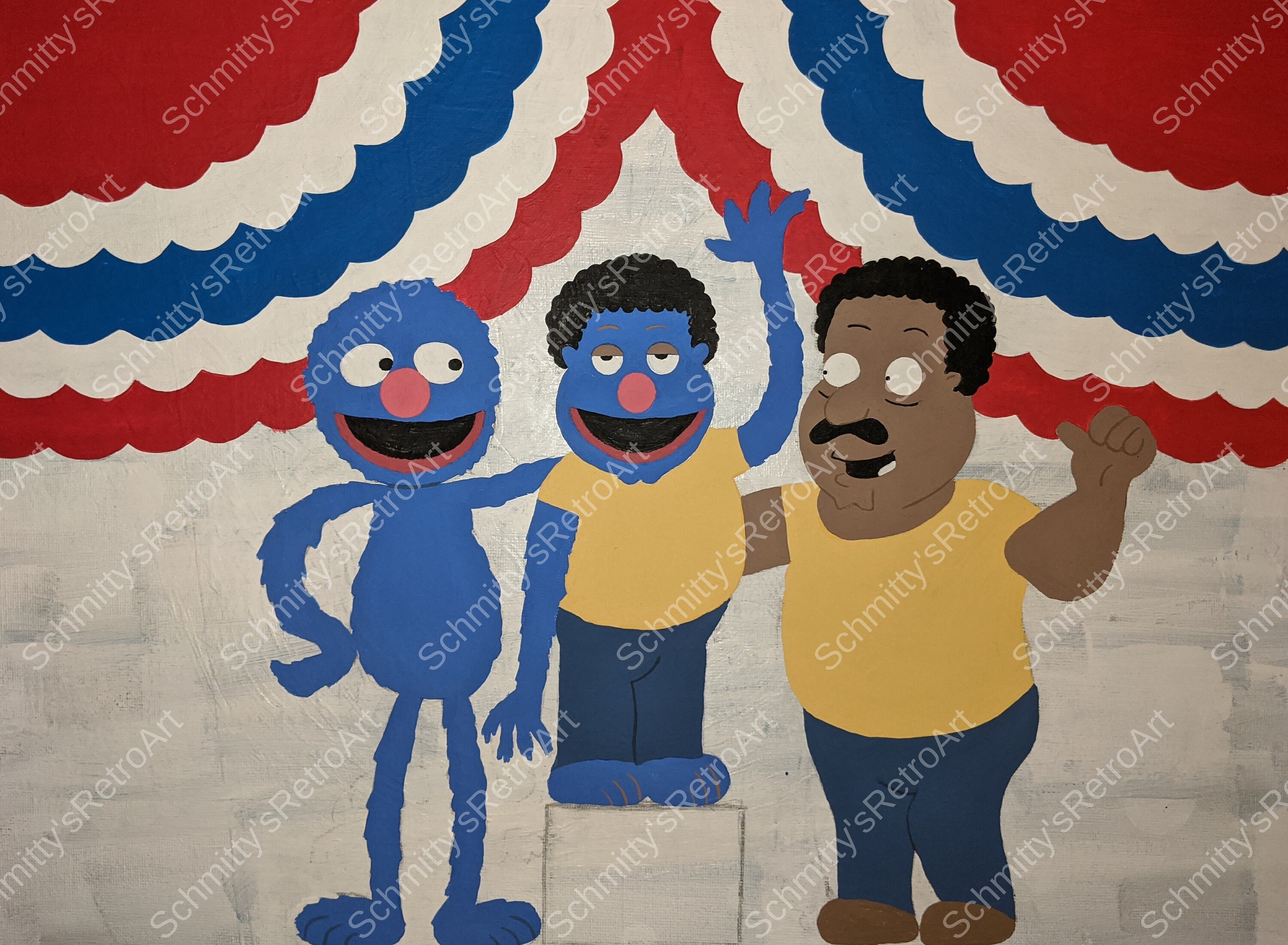 Retro Art Grover Sesame Street Cleveland Family Guy Soapbox Satire ...