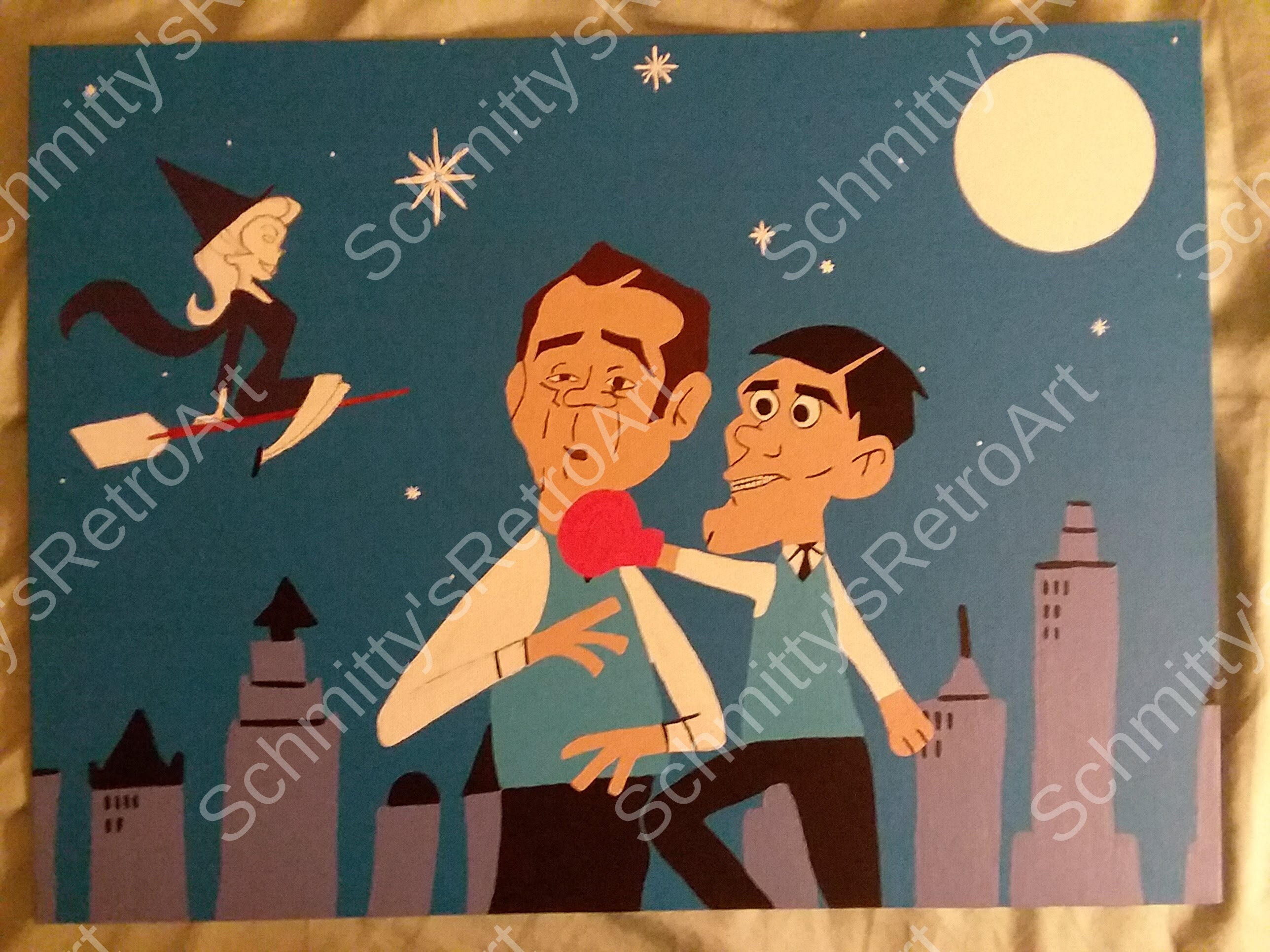 Retro Art Bewitched TV Show Spoof ,elizabeth Montgomery, Dick York ...