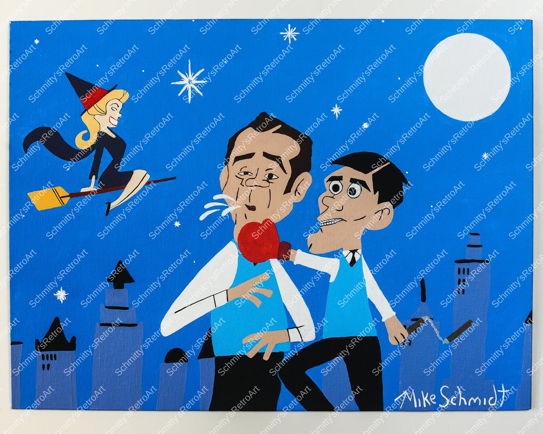 Retro Art Bewitched TV Show Spoof ,elizabeth Montgomery, Dick York ...