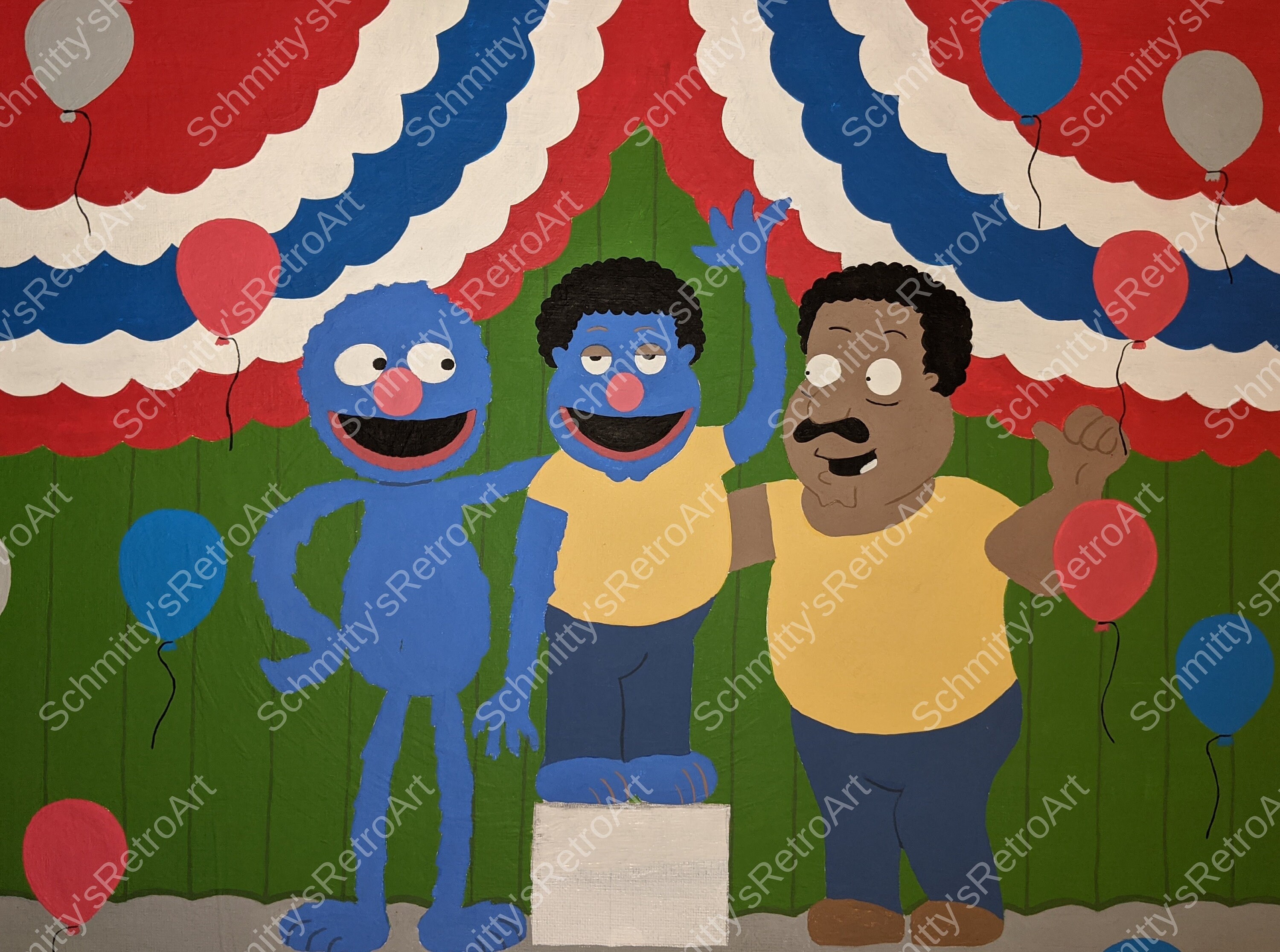 Retro Art Grover Sesame Street Cleveland Family Guy Soapbox Satire ...