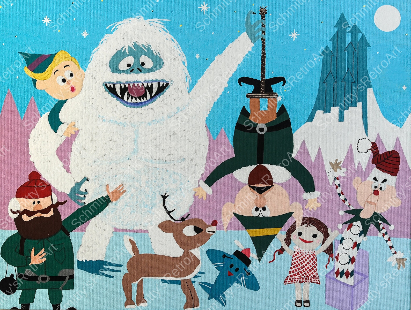 Retro Art Rudolph the Rednosed Reindeer Spoof Bass and Rankin- Print ...