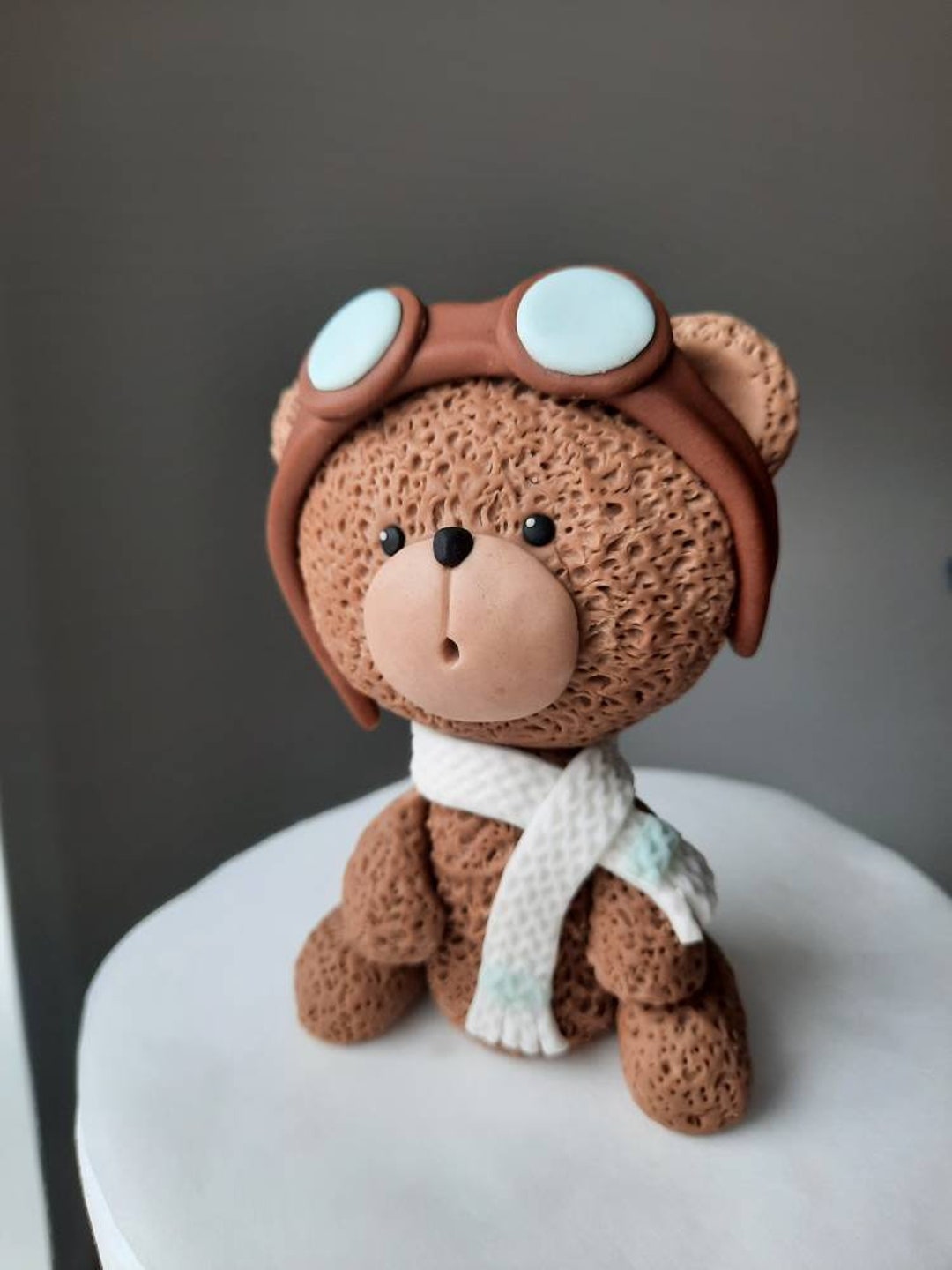 Teddy Bear Fondant Cake Topper. Pilot Teddy With Sunglasses and Scarf ...