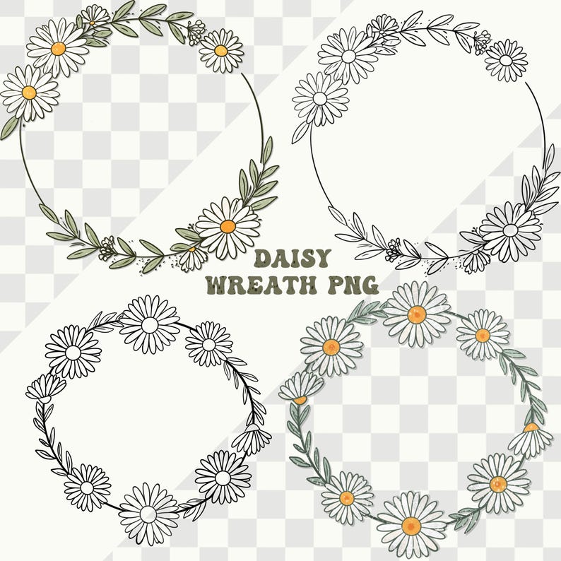 Daisy Wreath PNG Clipart: Floral Design (digital Download) - Etsy