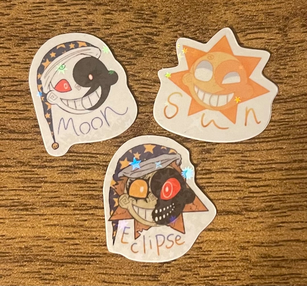 FNAF Daycare Attendant, Sun, Moon, & Eclipse (holographic) Stickers ...