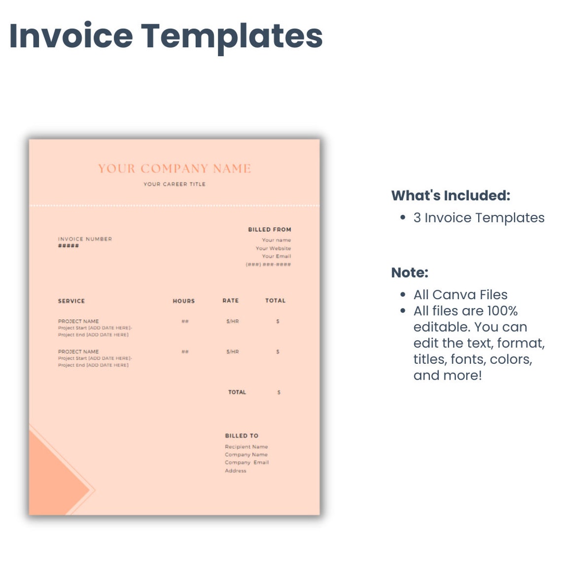 Invoice Template, Editable Invoice Template, Printable Invoice Form ...