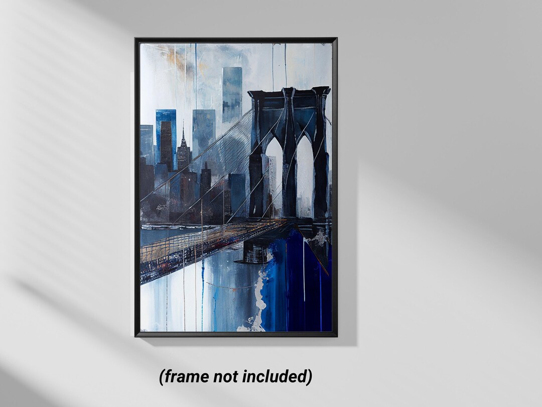 Brooklyn Bridge Poster, New York Abstract Wall Art, Brooklyn Bridge ...