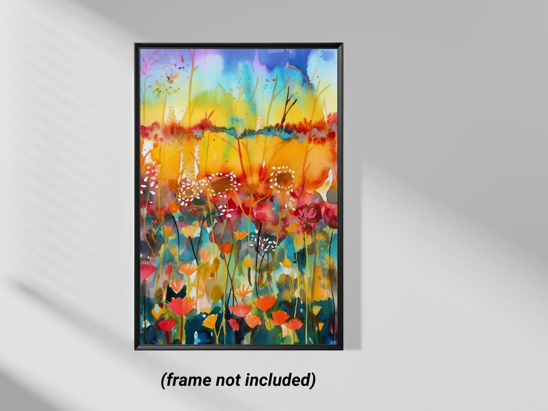 Abstract Flower Fields Wall Art, Colorful Flower Fields Poster ...