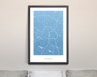 North Carolina State Hand-drawn Map Poster Authentic - Etsy