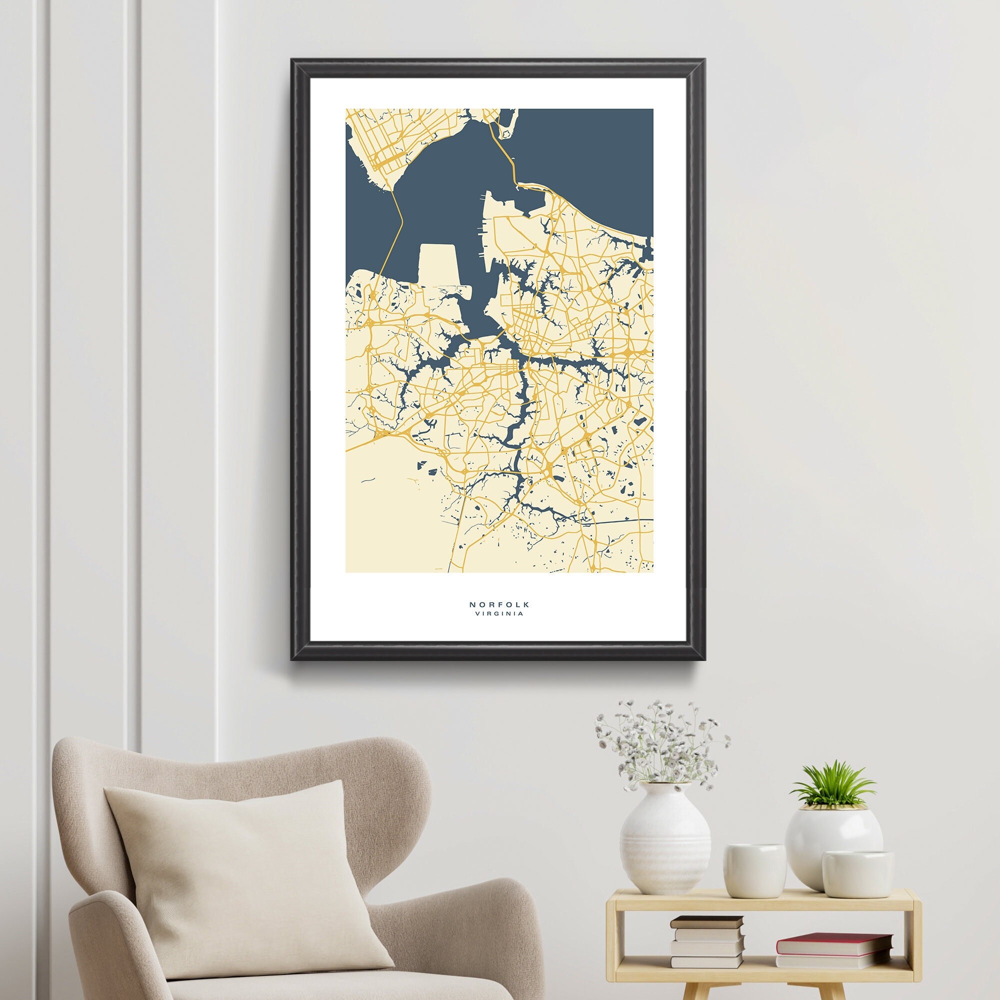 Norfolk, Virginia Map Poster Print - Etsy