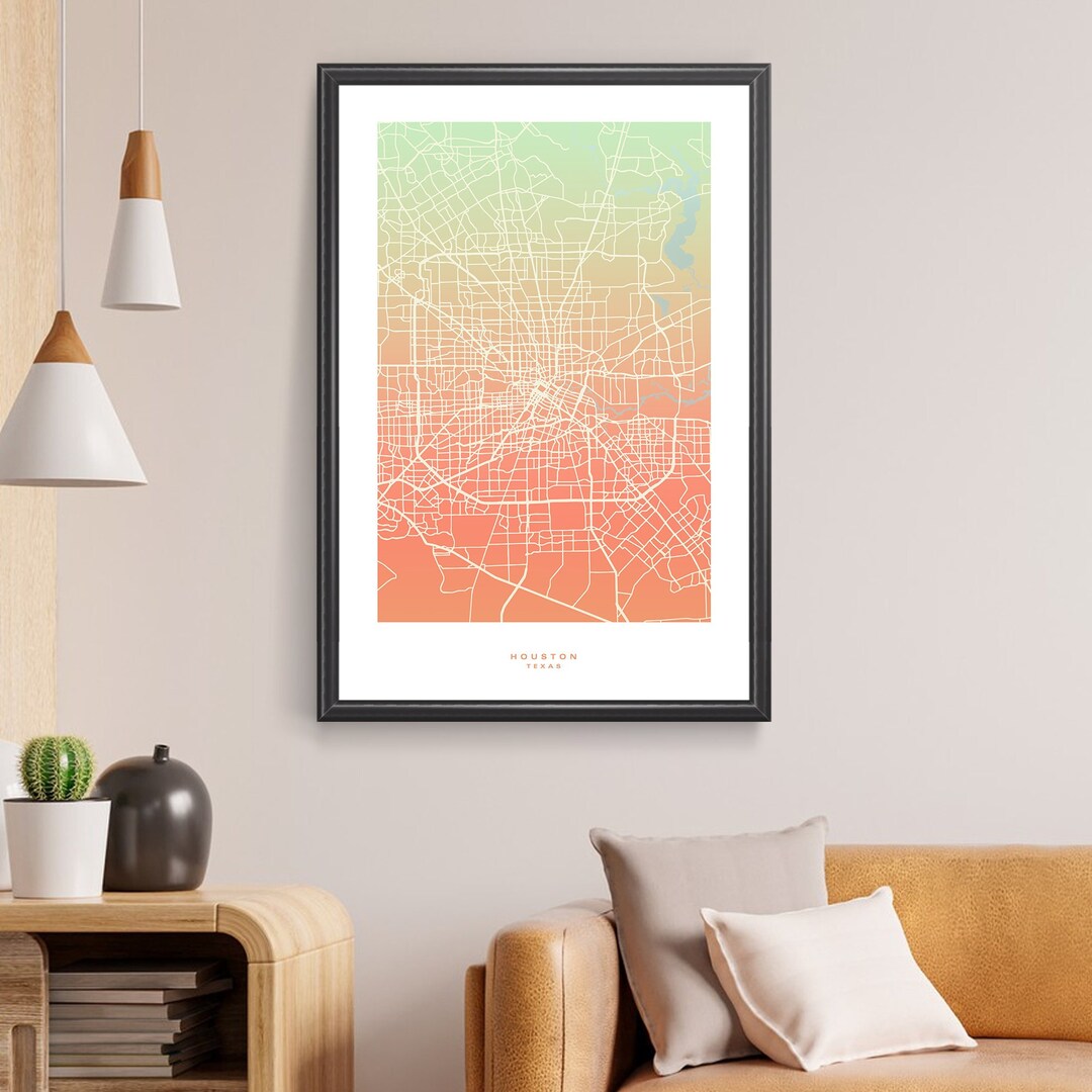 Houston Texas Map Poster Art - Etsy