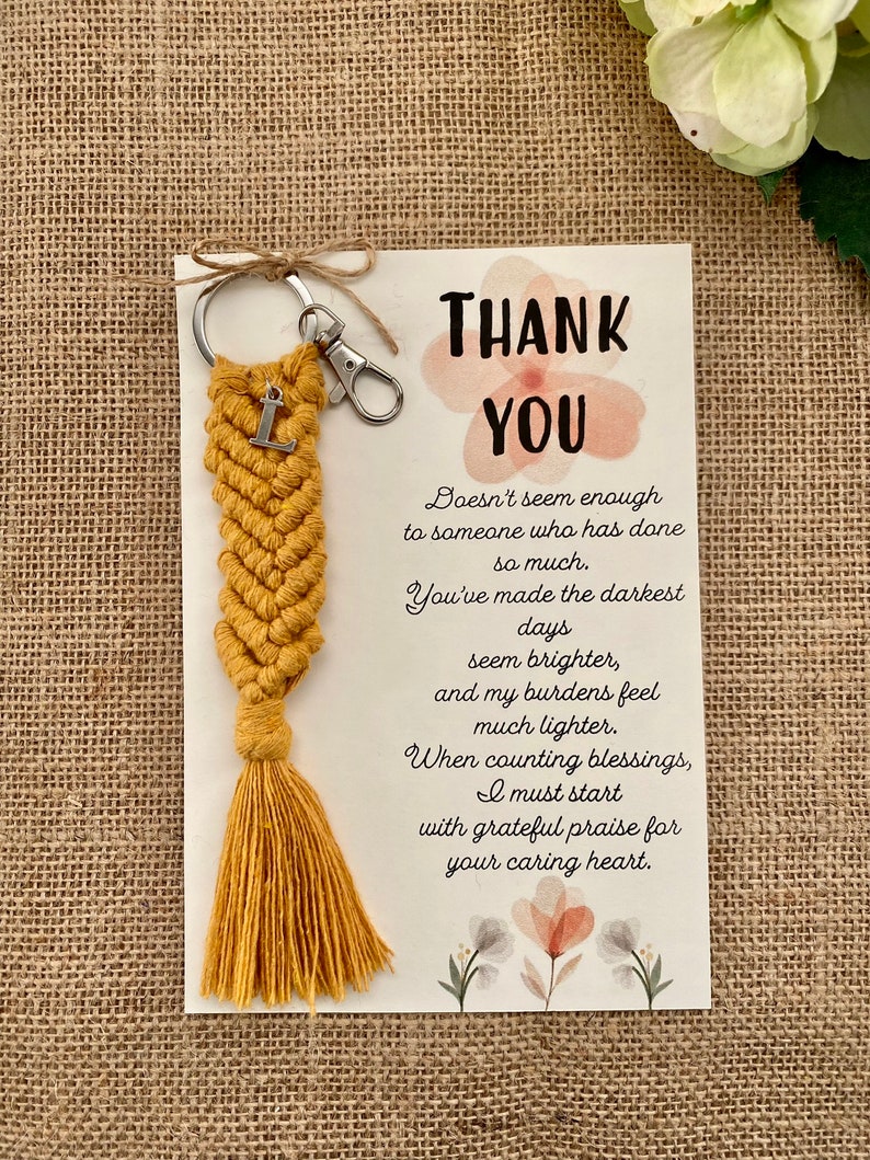 Personalized Boho thank You Keychain, Thank You Personalized Card ...