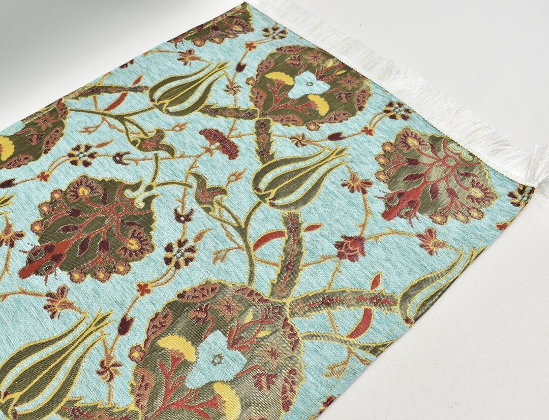 Traditional Table Runner, Bedroom Runner, Baby Blue Color, Handmade ...