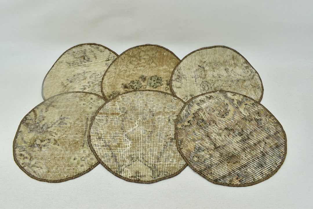 Vintage Supla, 6 Pieces Circle Under Plate, Kitchen Decor, Rug Placemat ...