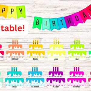 EDITABLE Classroom Birthday Display, Primary School Cake Birthday ...