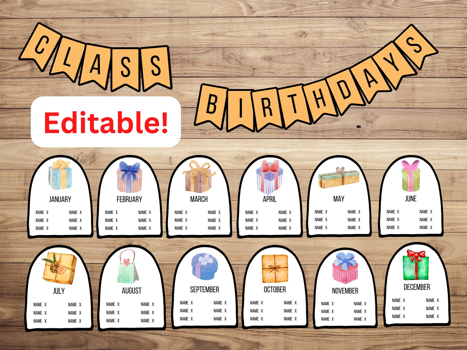 EDITABLE Classroom Birthday Present Display, Primary School Birthday ...