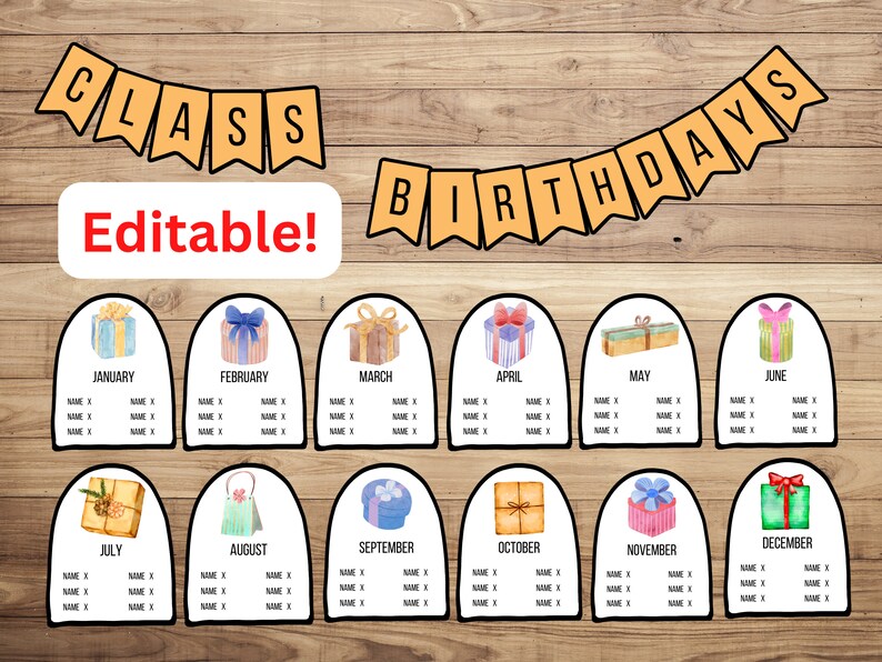 EDITABLE Classroom Birthday Present Display, Primary School Birthday ...