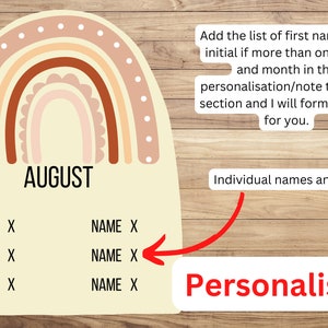 CUSTOM Classroom Boho Rainbow Birthday Display, Primary School Cake ...